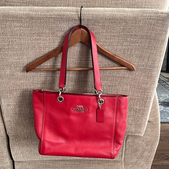 Coach | Bags | Coach Red Pebble Leather Jess Shoulder Tote | Poshmark
